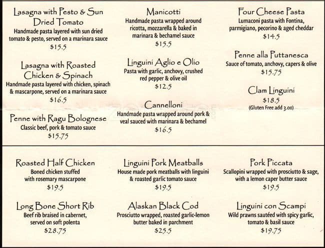 Menu at Burrata Bistro restaurant, Poulsbo