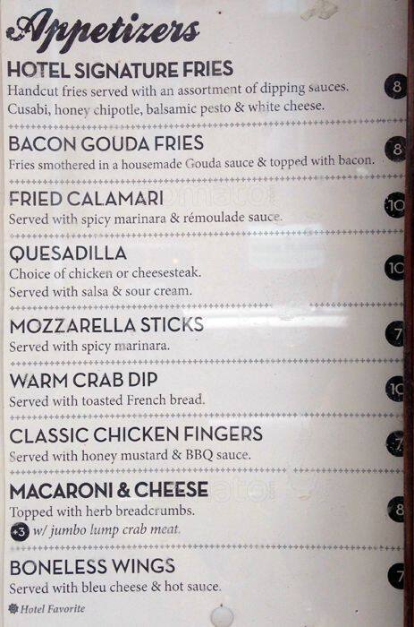 Menu at U.S. Hotel Bar & Grill, Philadelphia