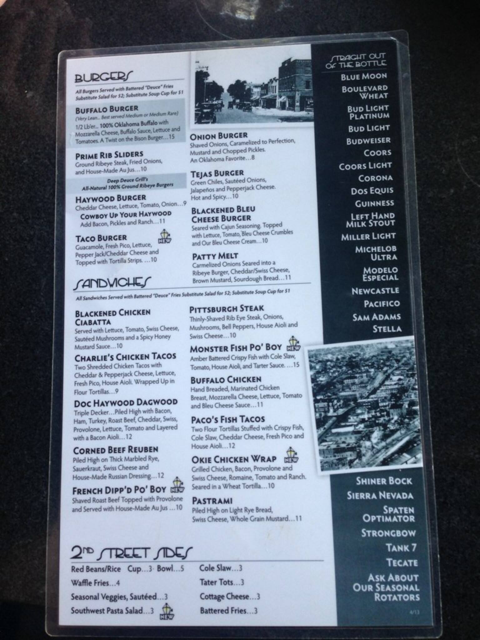 Menu at Deep Deuce Grill pub & bar, Oklahoma City