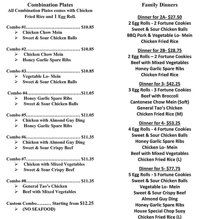 Menu at Fisherman Palace restaurant, Carleton Place