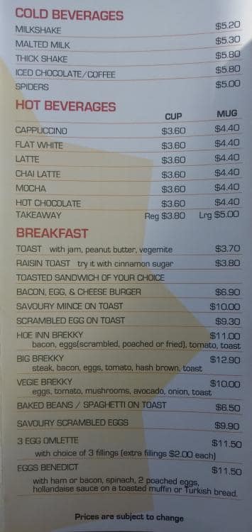 Menu at Hoe Inn Food Bar, Ipswich