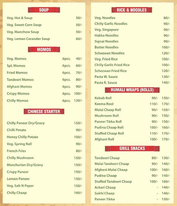 Menu at Veg Grill, Greater Noida, G-17