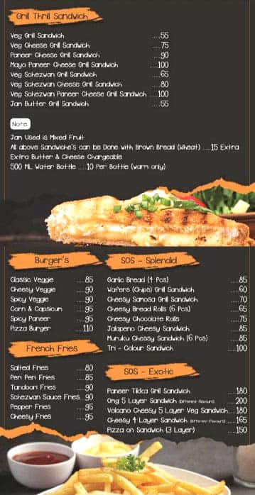 Menu of Sensation Of Salem, Alagapuram Pudur, Salem