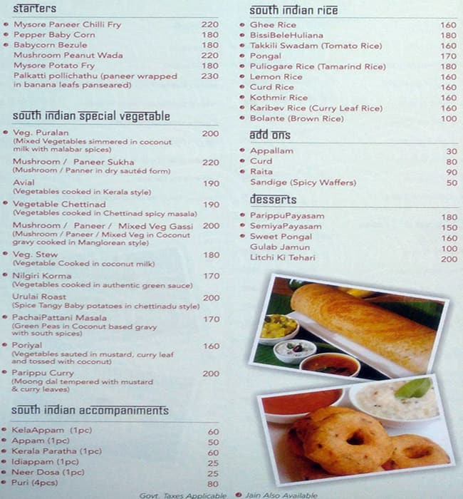 Menu at Vanakkam Vihar, Mumbai, No. 524