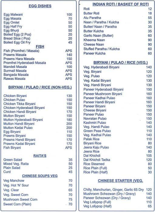 Sandeep Bar & Restaurant Menu - Zomato