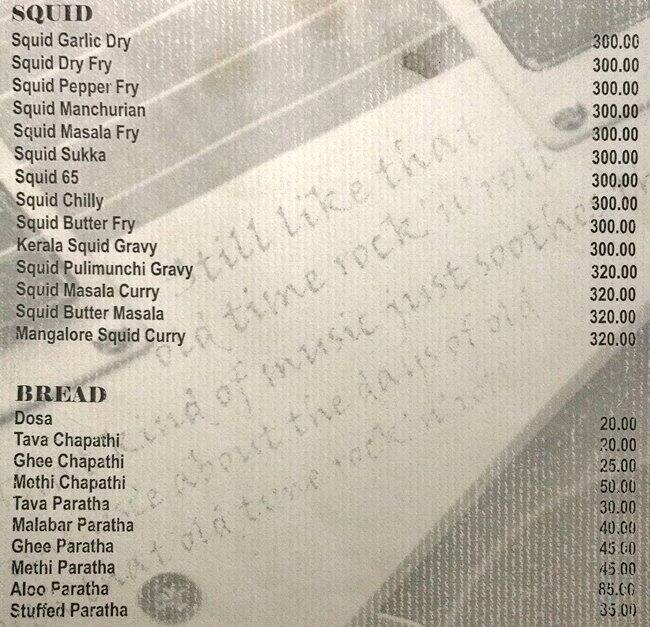 Menu at Pecos, Bengaluru, 189 Brigade Road