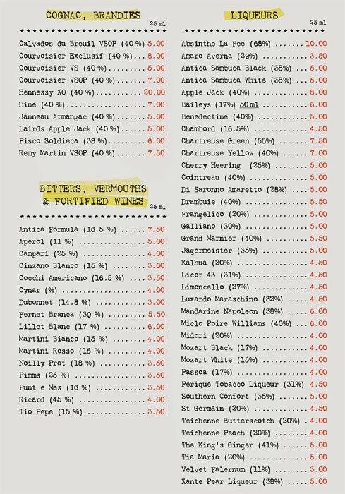 Menu at Joe's Southern Table & Bar, London, 34 King Street