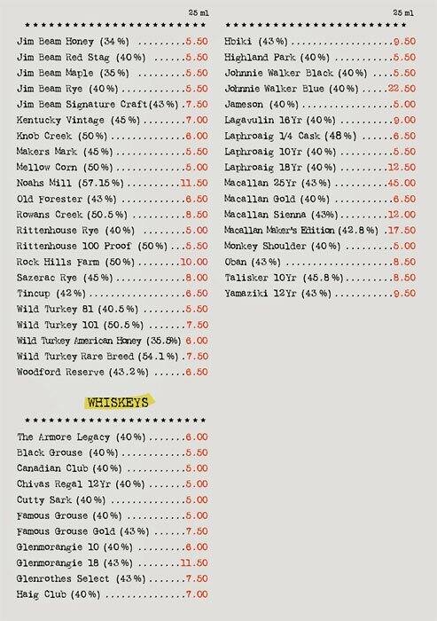 Menu at Joe's Southern Table & Bar, London, 34 King Street