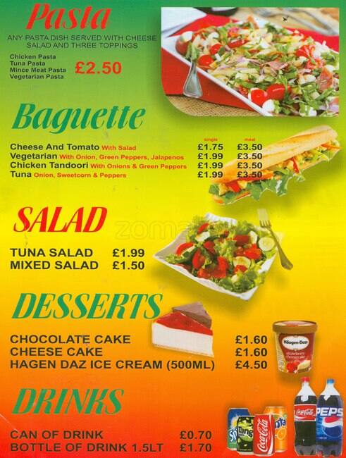 Menu at Western Mix pizzeria, Birmingham