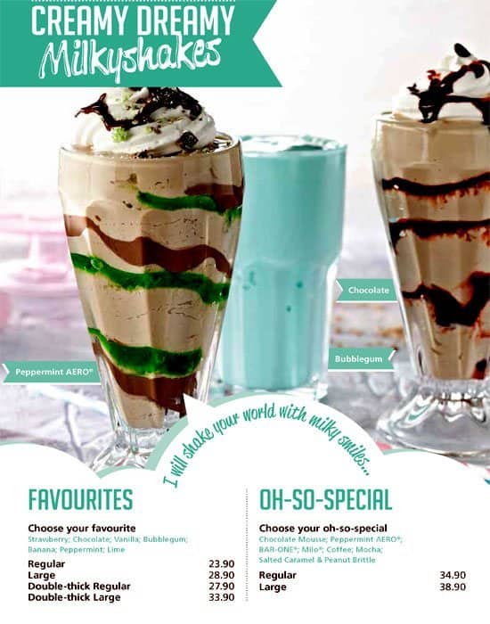 Menu au Milky Lane restaurant, Durban, Shop UO1B Suncoast Casino ...