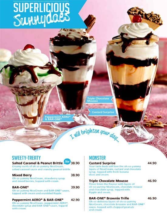 Menu au Milky Lane restaurant, Durban, Shop UO1B Suncoast Casino ...