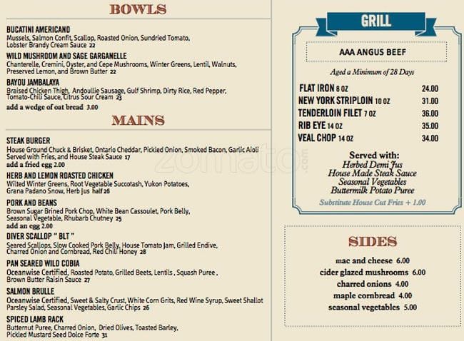 Menu at Port restaurant, Pickering