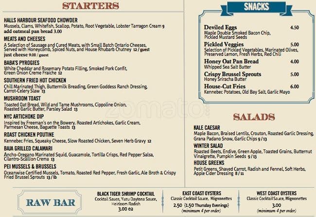 Menu at Port restaurant, Pickering