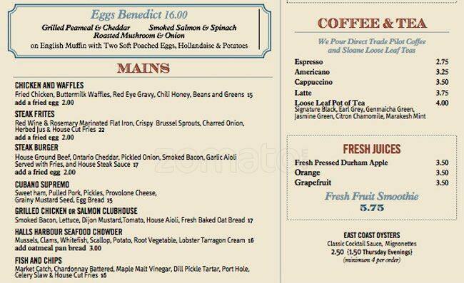 Menu at Port restaurant, Pickering