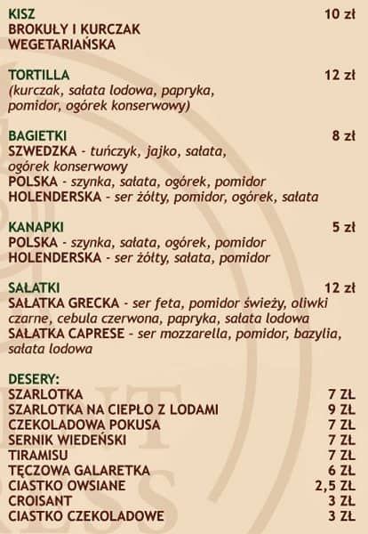 Menu at Pełen Rondel cafe, Grodzisk Mazowiecki