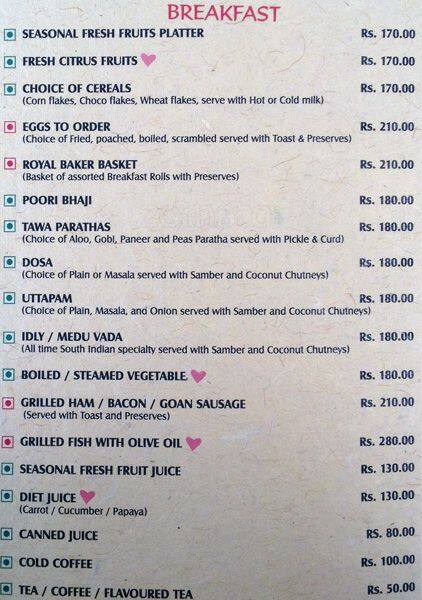 Cosmos - Royal Orchid Menu, Menu for Cosmos - Royal Orchid, Majorda ...
