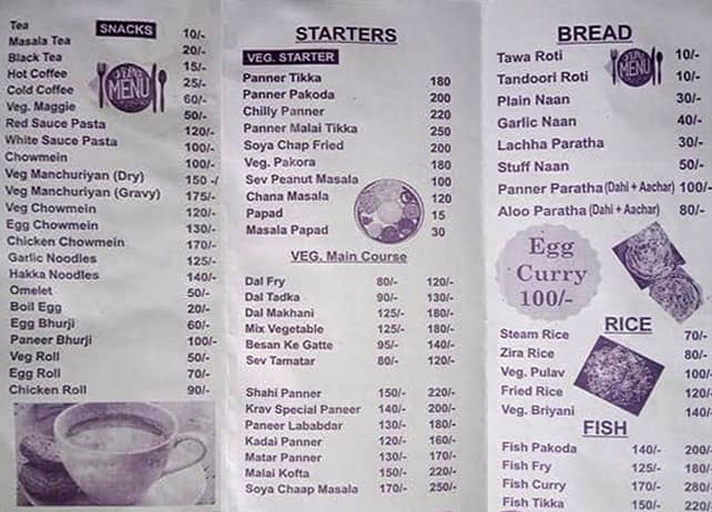 Menu of Krav Family Restaurant & Cafe, Mansarovar, Jaipur