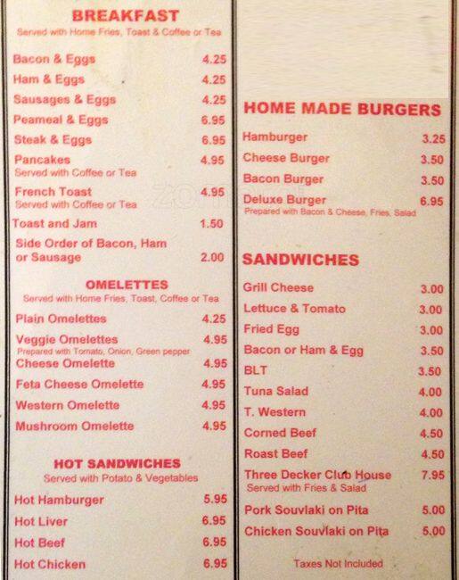 Menu at Landmark Restaurant & Tavern, Toronto