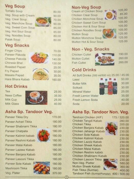 Hotel Asha Menu, Menu podniku Hotel Asha, Kothrud, Pune - Zomato