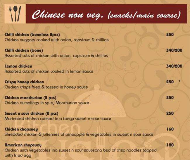 Menu at Kitchen Fusion, Chandigarh, SCO 37