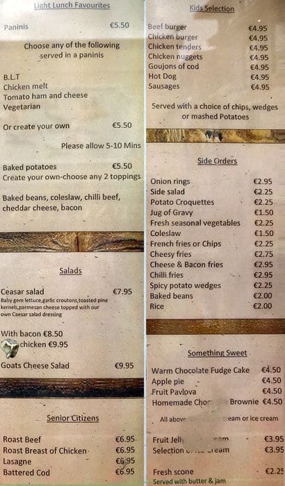 Menu at Balbriggan Taverns pub & bar, Balbriggan