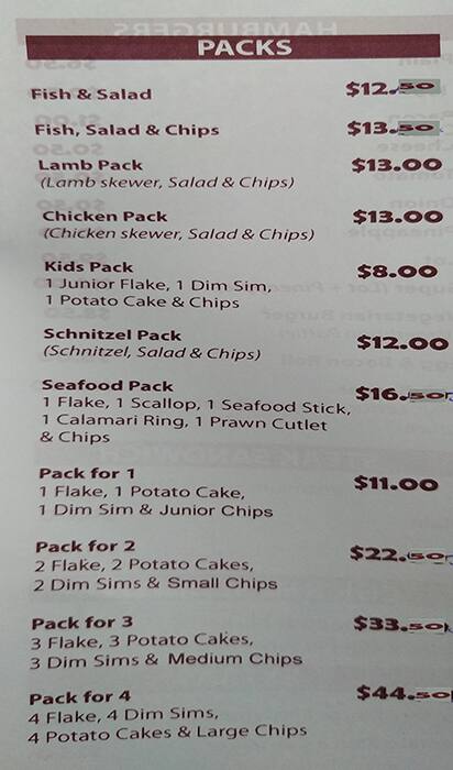 Menu at Doncaster East Fish & Chippery restaurant, Doncaster East