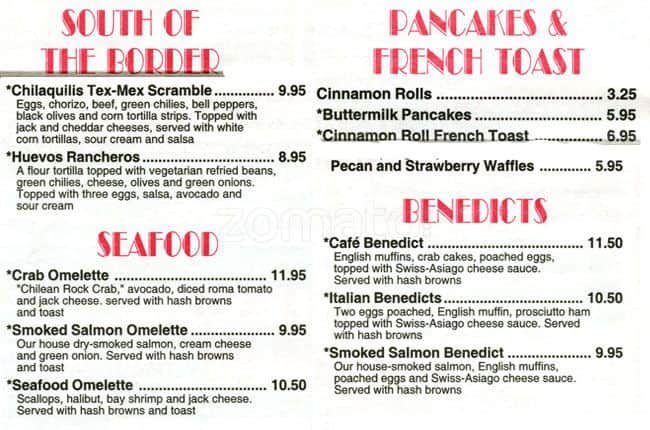 Menu at Trotter's Restaurant, Auburn
