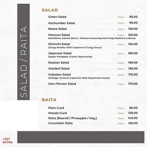 Menu of Grand Elegance, Bodakdev, Ahmedabad