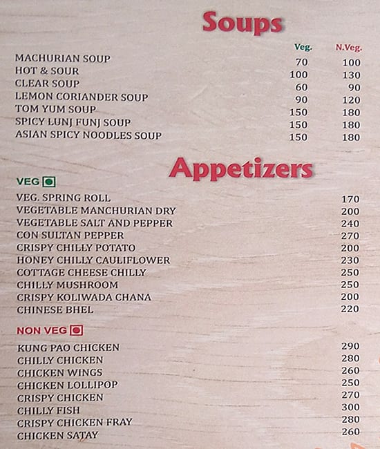 Menu of Mr Buns, Dera Bassi, Zirakpur
