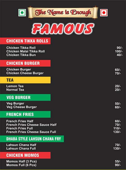 Menu of Famous Frankie, Mira Road, Mumbai