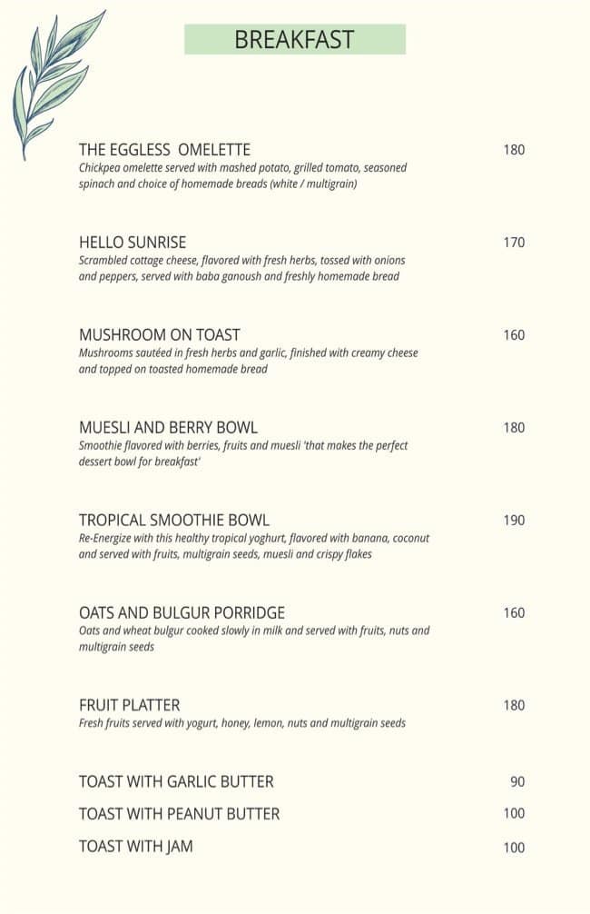 Menu at Mellow The Bistro, Jodhpur