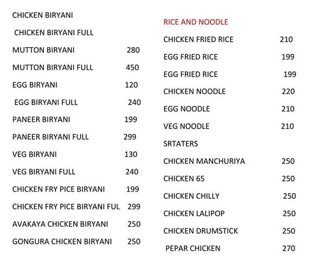 Menu of Aha Biryani, Madhapur, Hyderabad