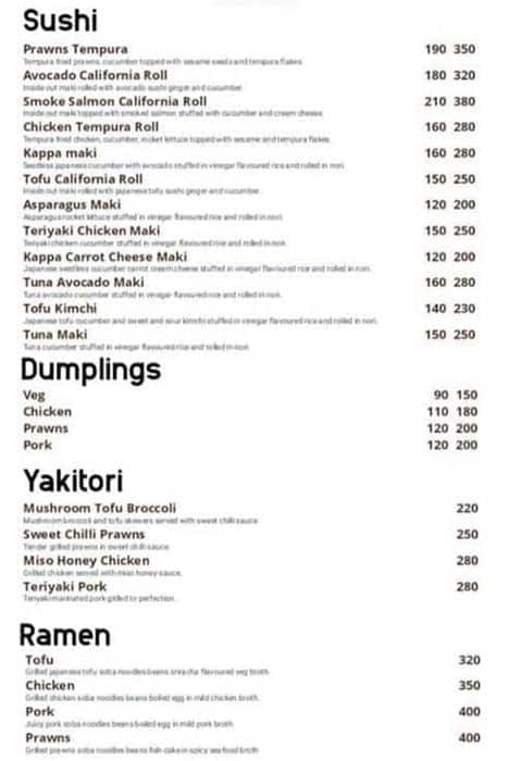 Menu of Chopsticks Chinese, Hadapsar, Pune
