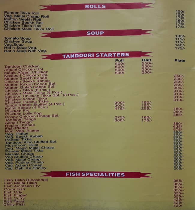 Menu of Chawla's Tandoori Junction, Vasundhara, Ghaziabad