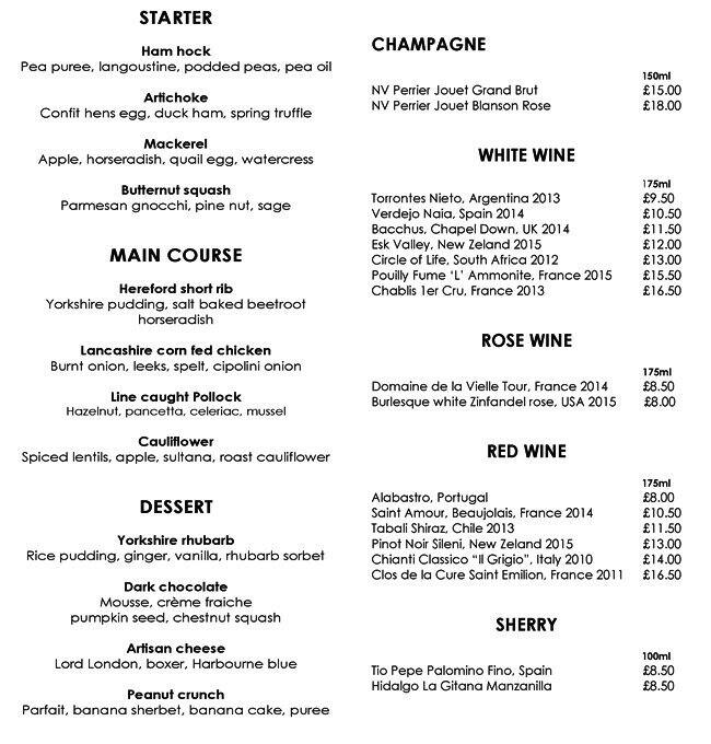 Menu at Great British Restaurant, London