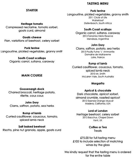 Menu at Great British Restaurant, London