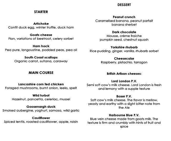 Menu at Great British Restaurant, London