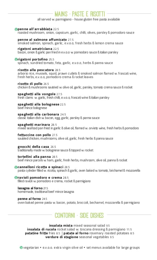 Menu at Portofino Cucina Italiana pizzeria, Auckland