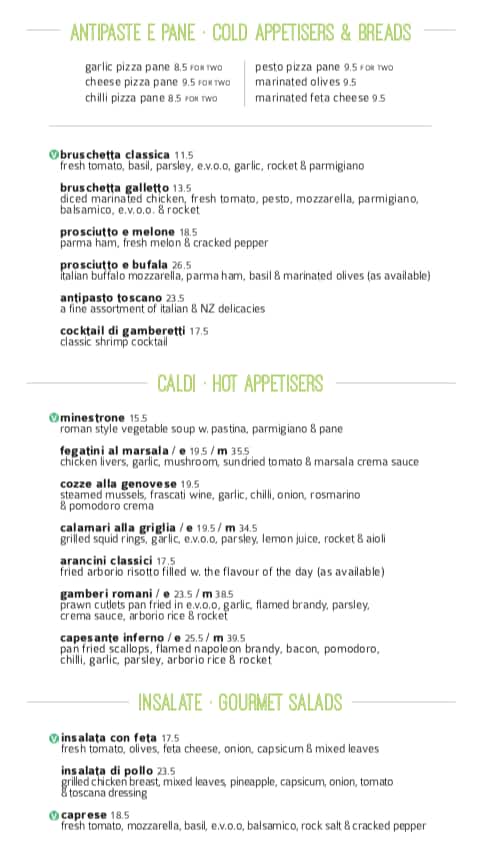 Menu at Portofino Cucina Italiana pizzeria, Auckland