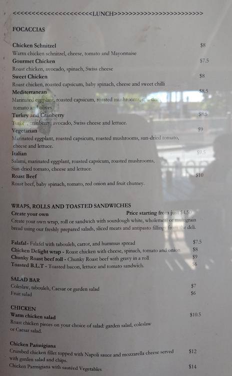 Menu at Cafe 2000, Moonee Ponds, 633 Mt Alexander Rd