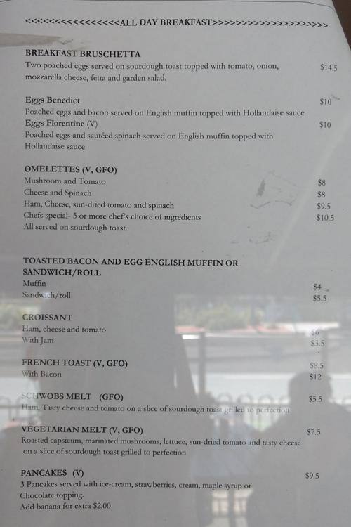 Menu at Cafe 2000, Moonee Ponds, 633 Mt Alexander Rd
