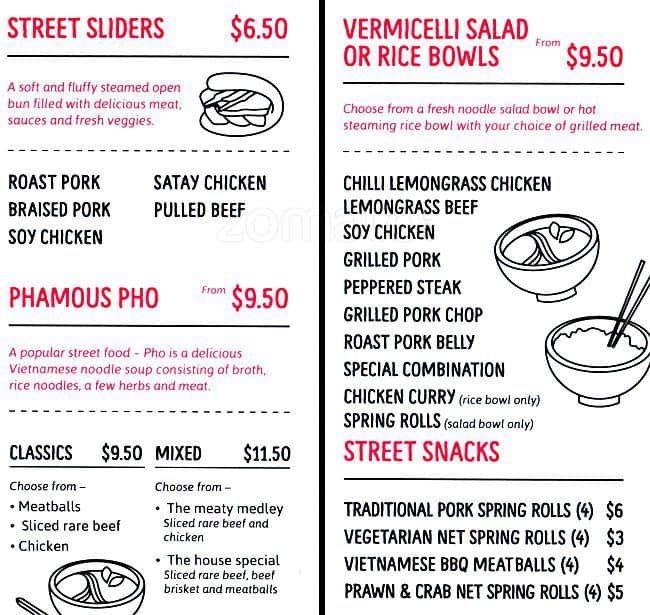 Menu at Rice Paper Scissors restaurant, Indooroopilly