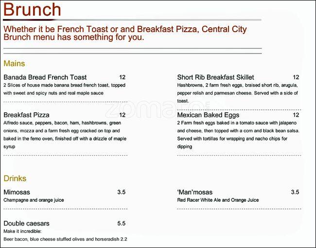 Central City Brewing Co. Menu, Menu for Central City Brewing Co ...