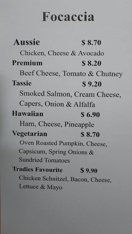 Menu at White Cockatoo Cafe, Kilsyth