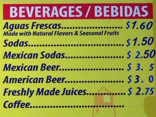 Menu at Taqueria El Favorito restaurant, Rohnert Park, Redwood Dr