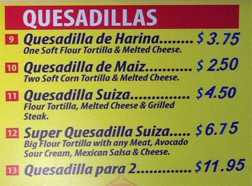 Menu at Taqueria El Favorito restaurant, Rohnert Park, Redwood Dr