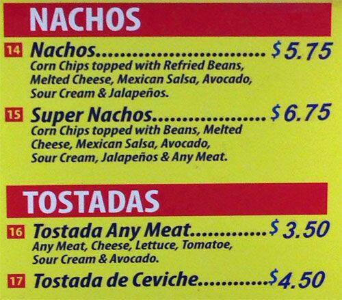 Menu at Taqueria El Favorito restaurant, Rohnert Park, Redwood Dr
