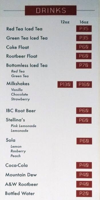 Menu at Hunger Buster restaurant, Manila, Taft Ave