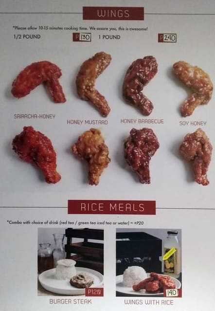 Menu at Hunger Buster restaurant, Manila, Taft Ave