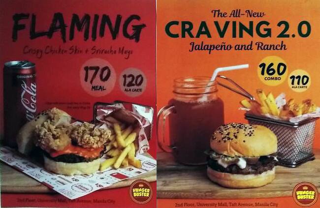 Menu at Hunger Buster restaurant, Manila, Taft Ave